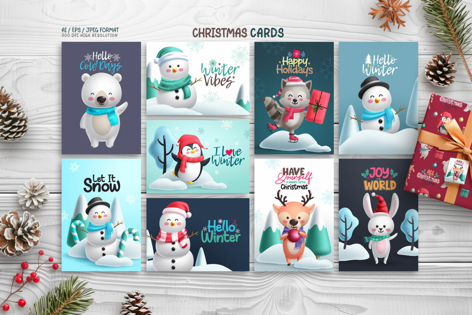 Winter Holiday Animals Illustration Bundle - MasterBundles