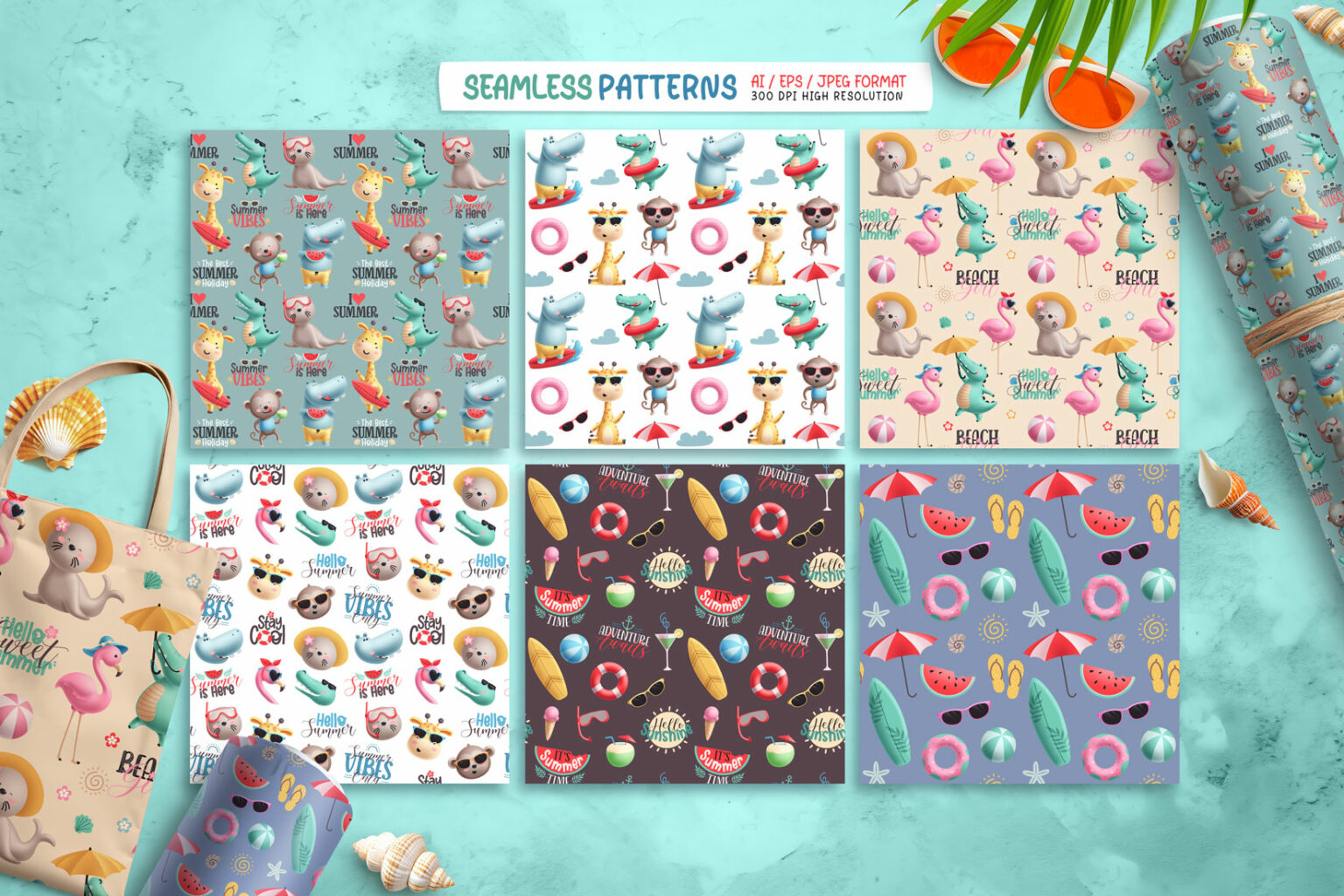 Summer Beach Animals Illustration Bundle - MasterBundles