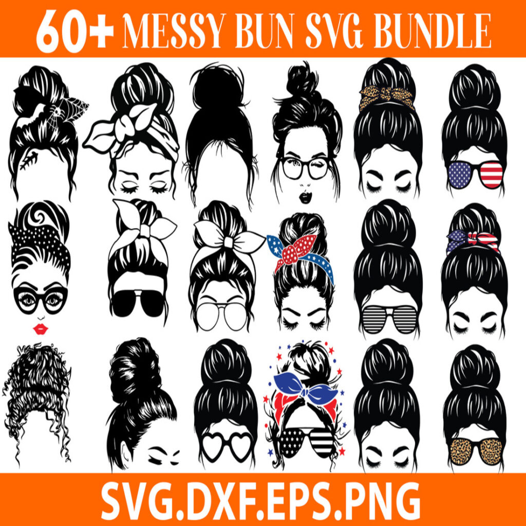 Messy Bun Svg, Messy Bun with Glasses Svg, Momlife Svg, Mom Skull Svg ...