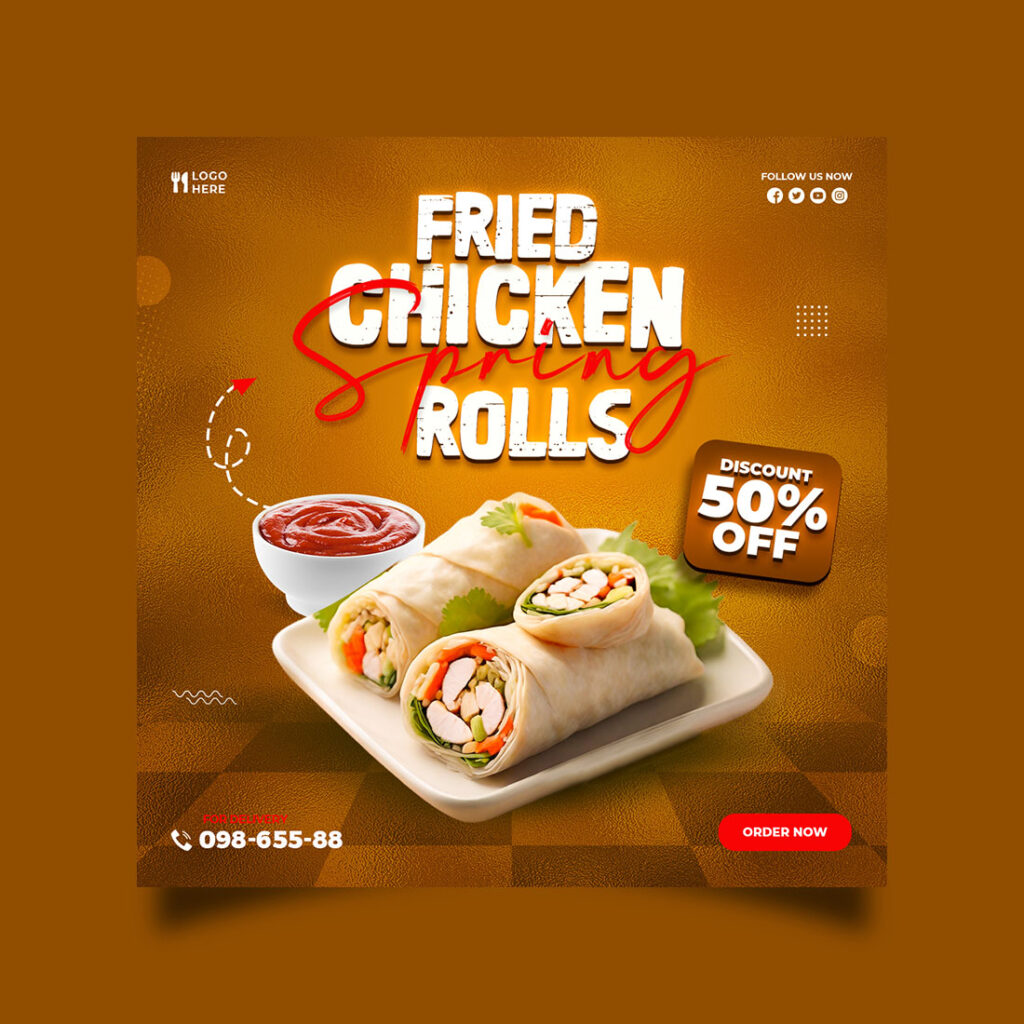 Chicken masala recipe ads promotional social media post template design ...