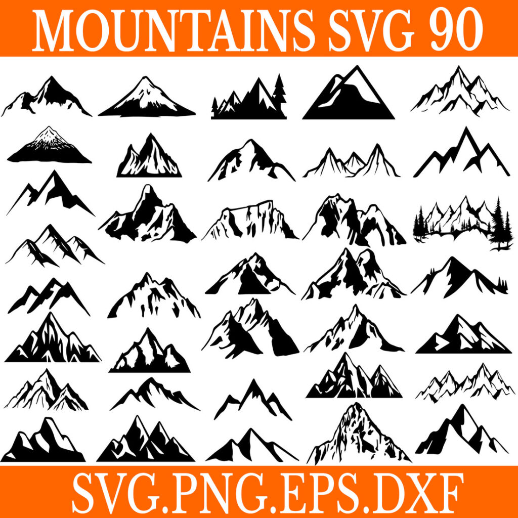 90+ Mountains Bundle Svg, Mountain hand drawn, Forest Tree svg, File ...