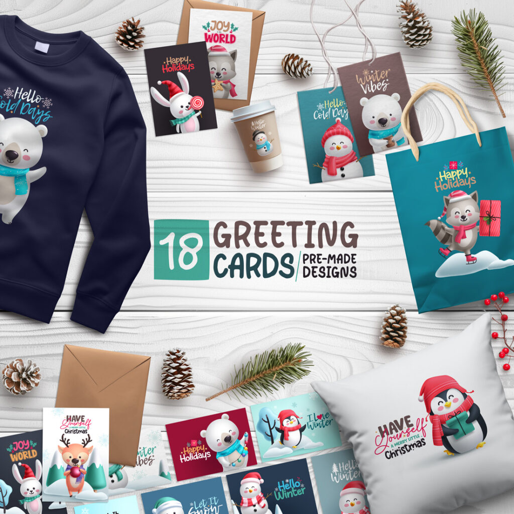Winter Holiday Animals Illustration Bundle - MasterBundles