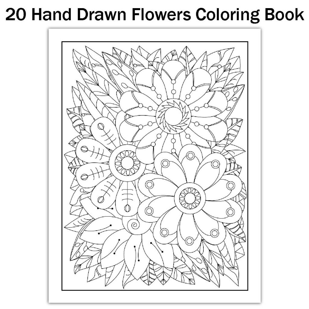 Hand Drawn Flowers Coloring Book - MasterBundles