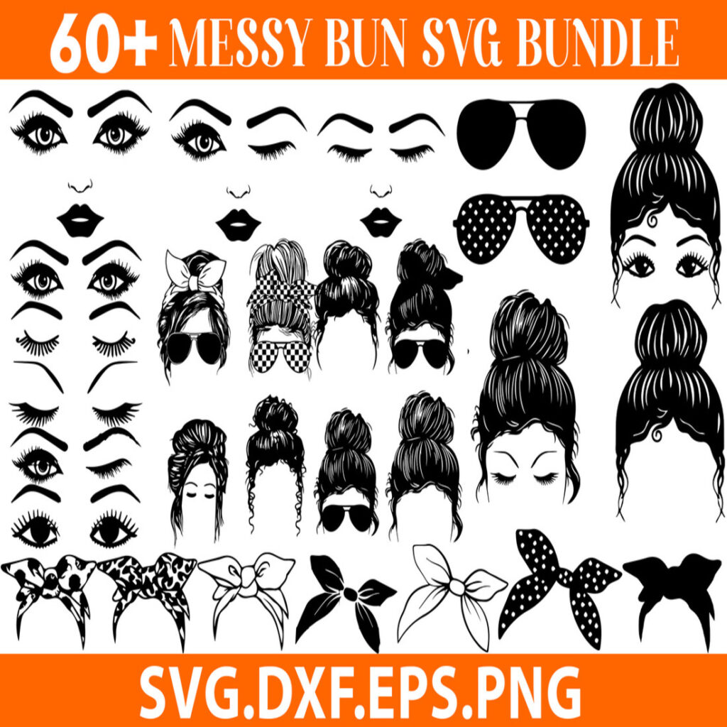 Messy Bun Svg, Messy Bun with Glasses Svg, Momlife Svg, Mom Skull Svg ...