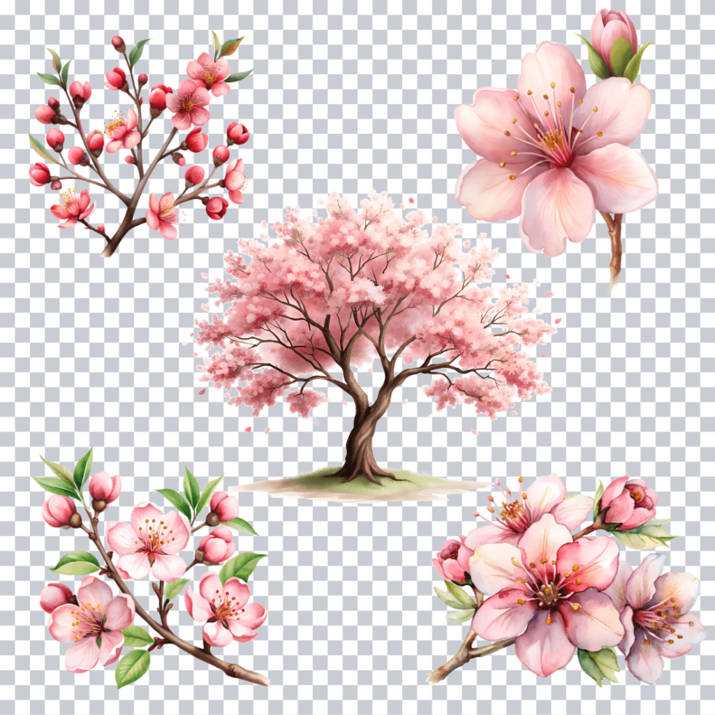 JAPAN Sakura Watercolor Clipart - MasterBundles