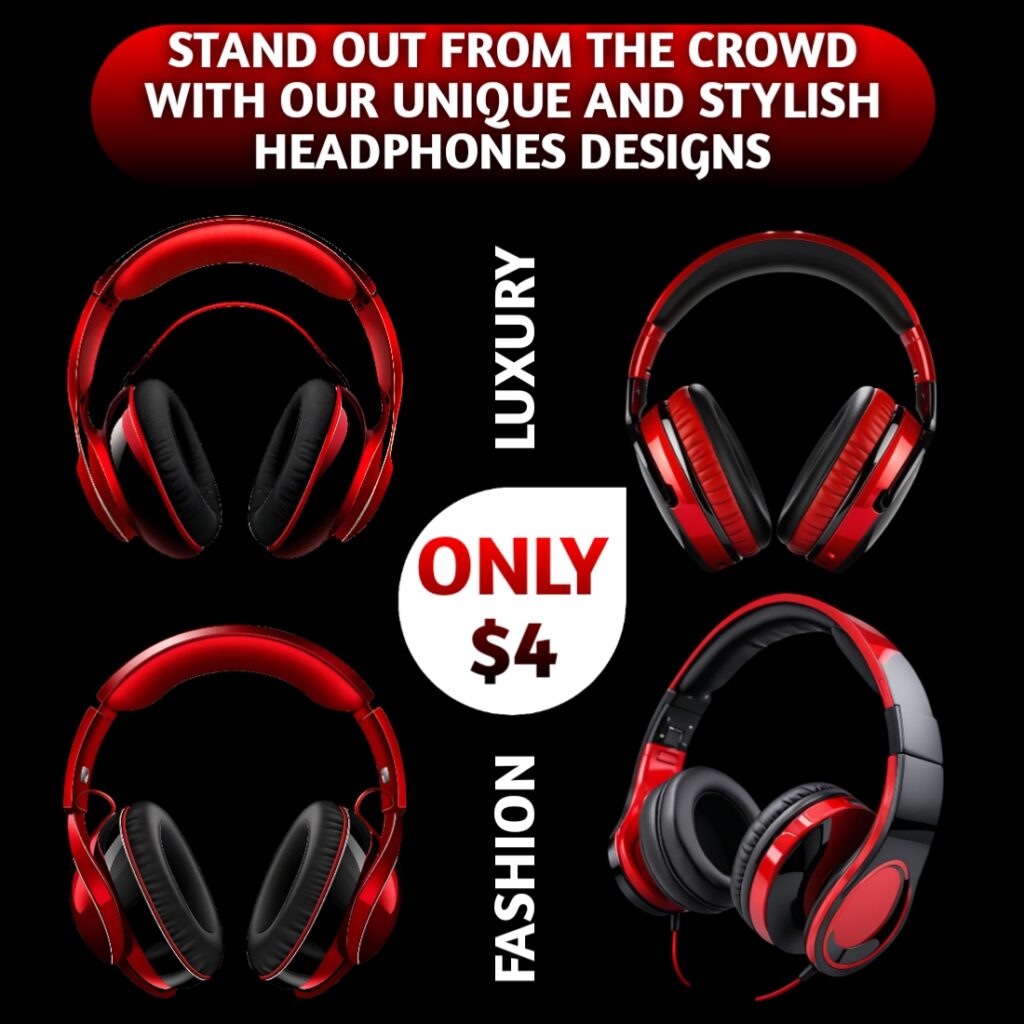4 headphones images vectors, dark background, luxury and soft vibe ...