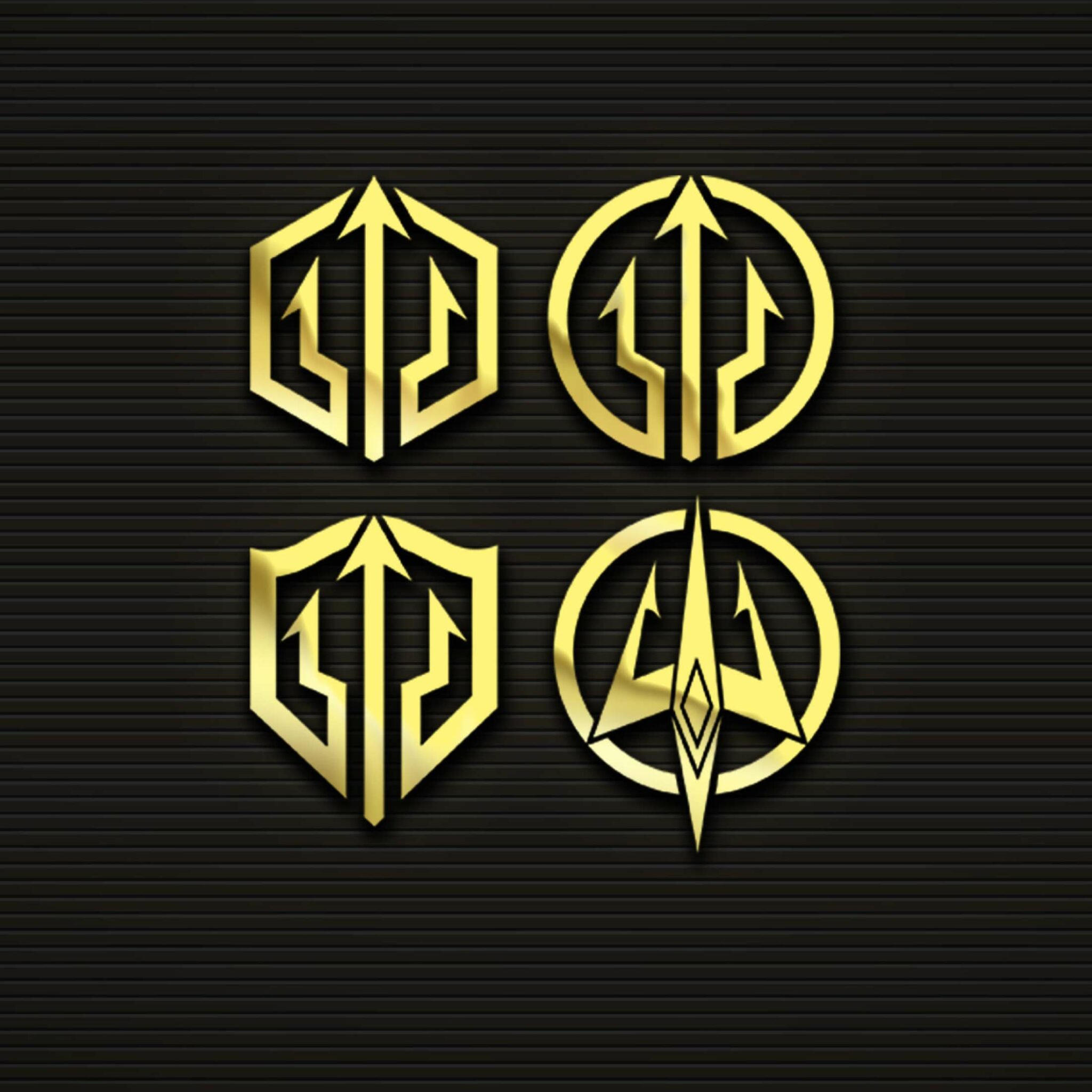 Trident poseidon with hexagon, rounded, shield shape modern monogram ...