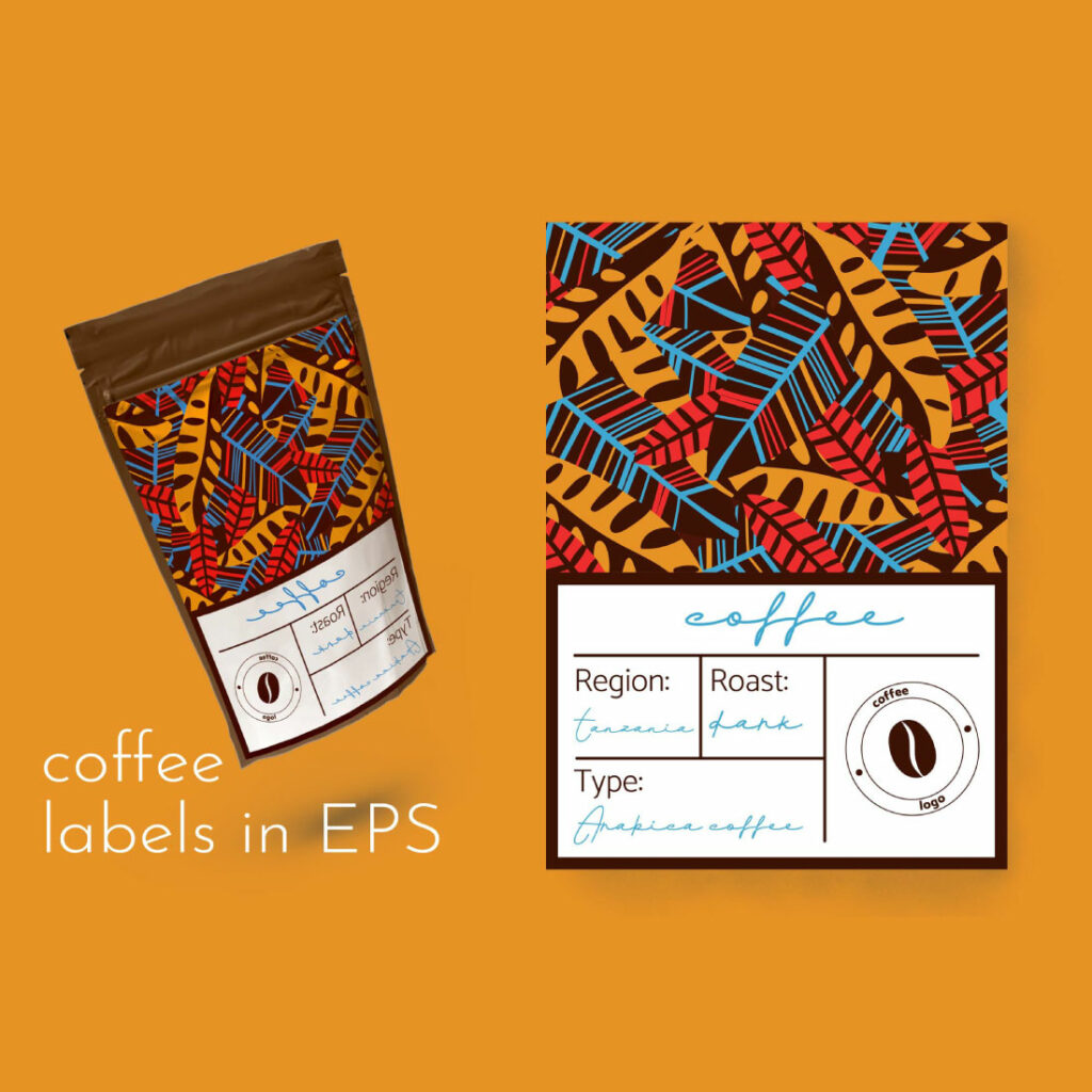 Coffee Label Template with Leaves - MasterBundles