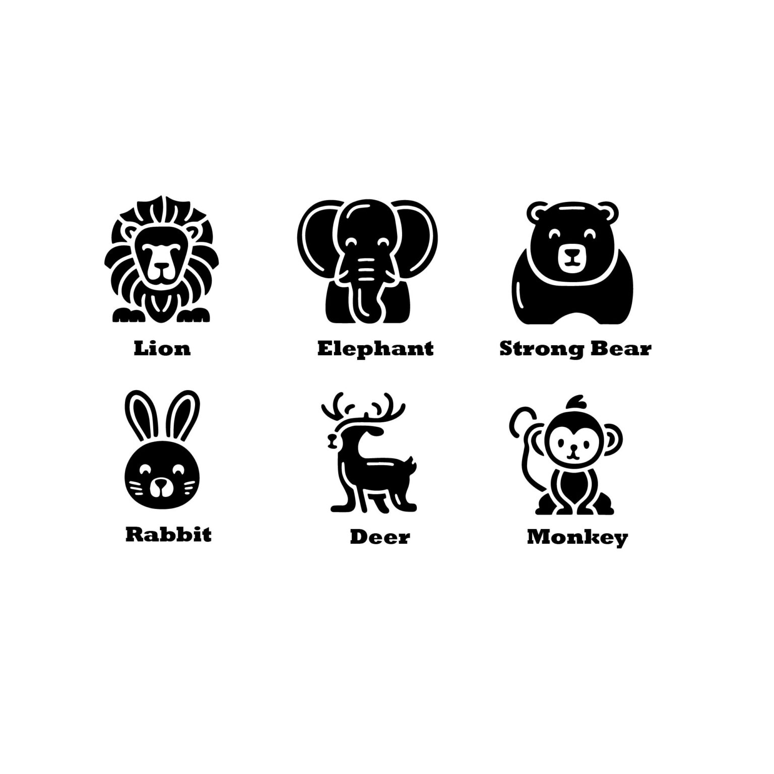 Wild Animals Icon Bundle - Cute and Bold Wildlife Illustrations ...