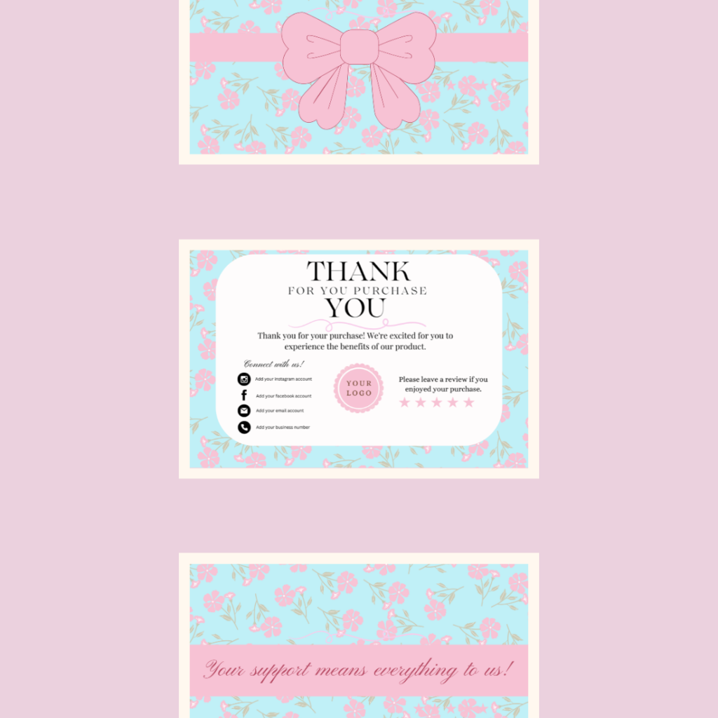Thank You Card For Business Branding, Editable and Printable Thank You ...