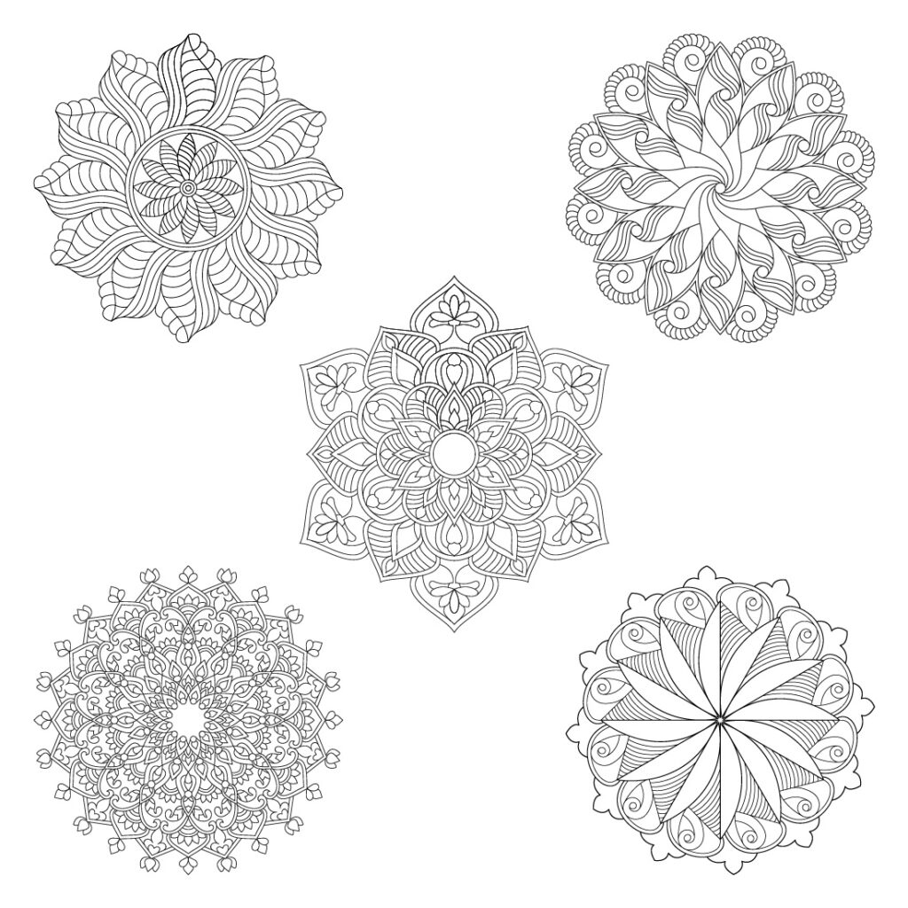 Bundle of 10 Infinite Circle Mandalas Coloring Book Page - MasterBundles