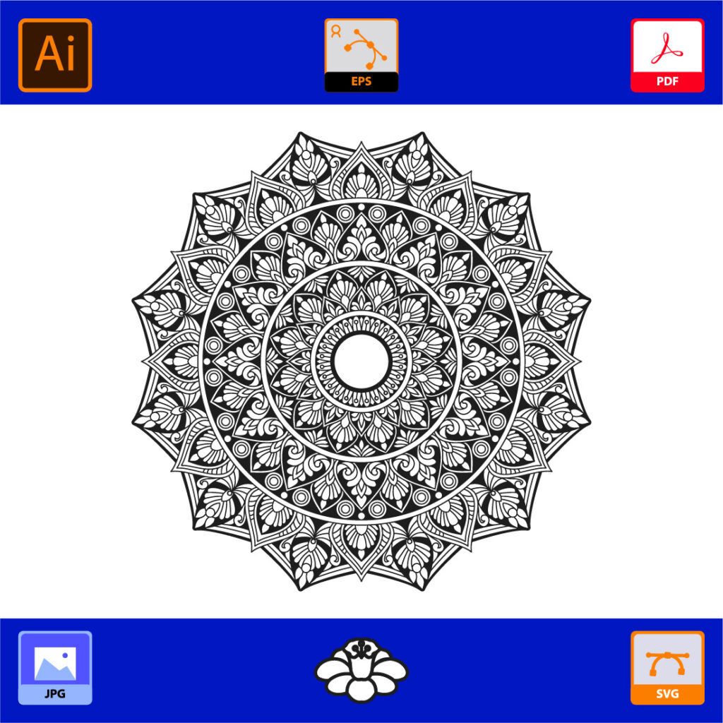 Bundle of 10 Soothing Symmetry Mandalas Coloring Book Page - MasterBundles