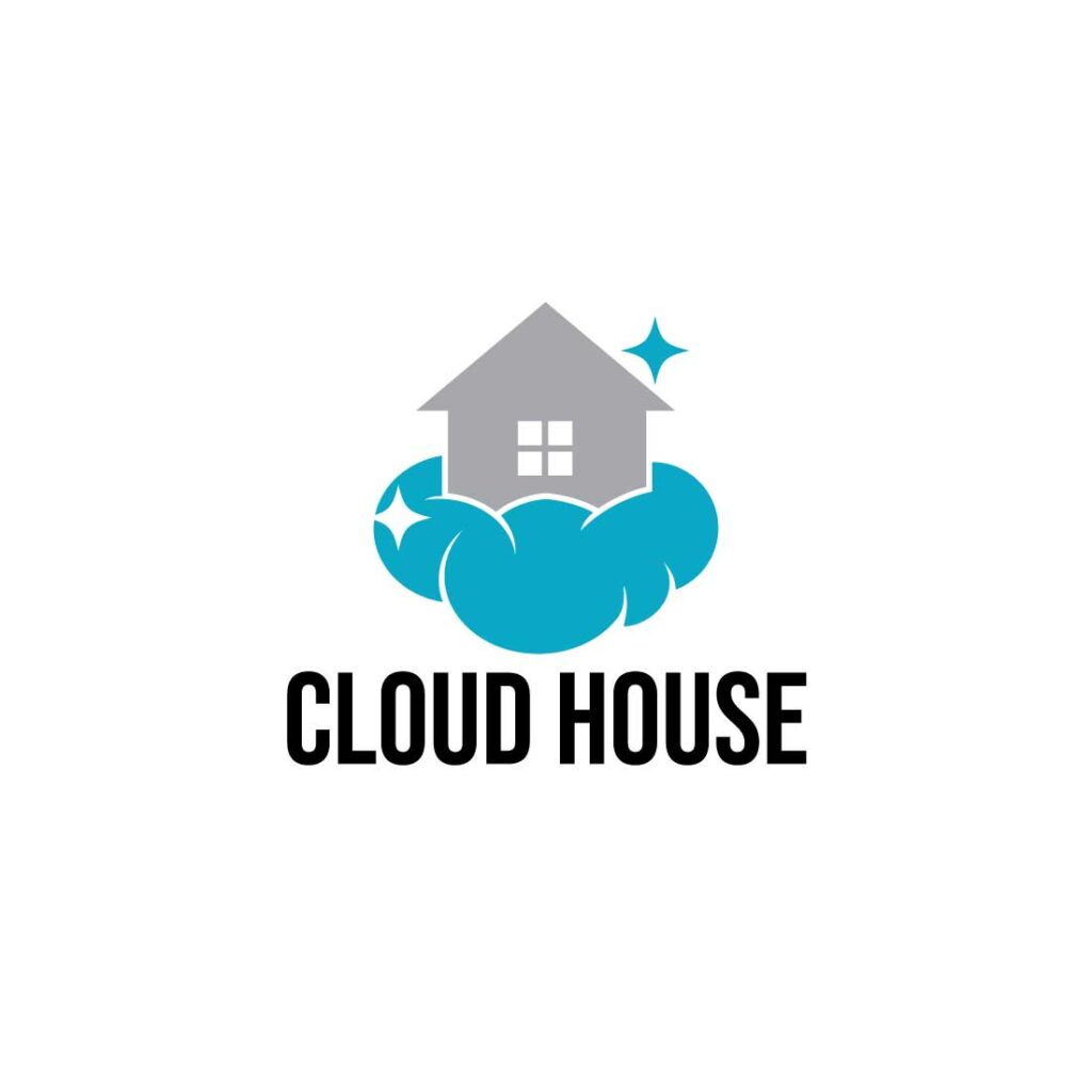 Minimal Flying Cloud House logo design - MasterBundles