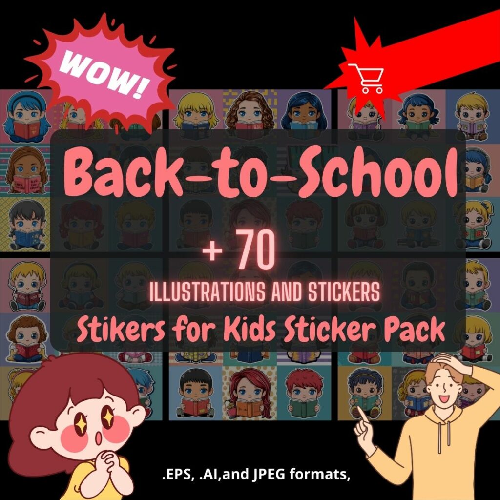 Sticker Pack: Back-to-School Icons for Kids - Vector Art Illustrations ...