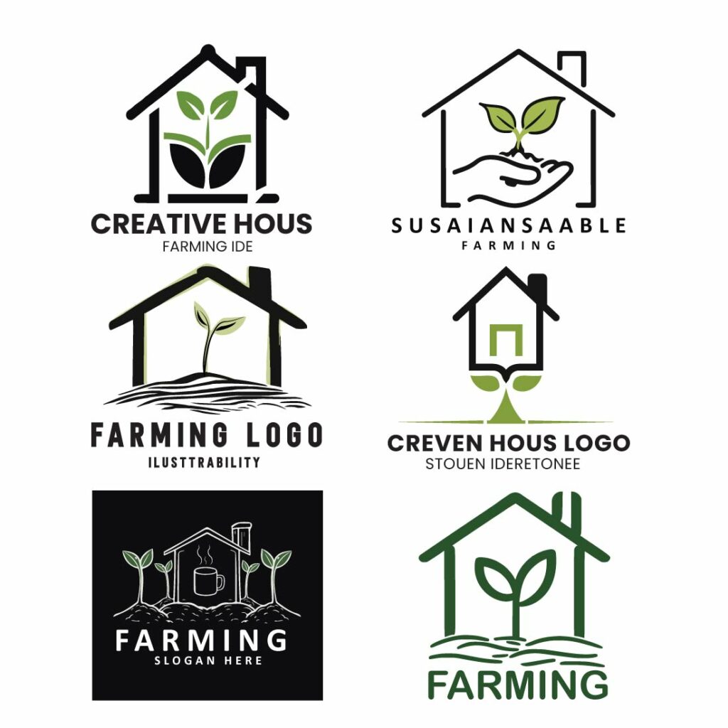 Farming logo with icon design Bundle - MasterBundles