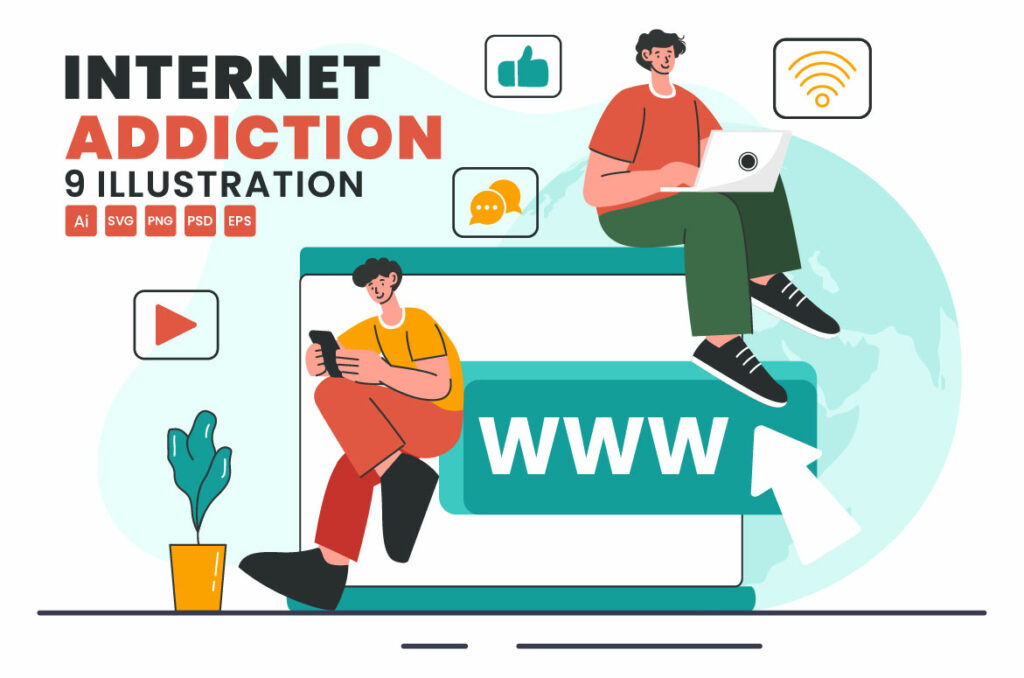 9 Internet Addiction Illustration - MasterBundles