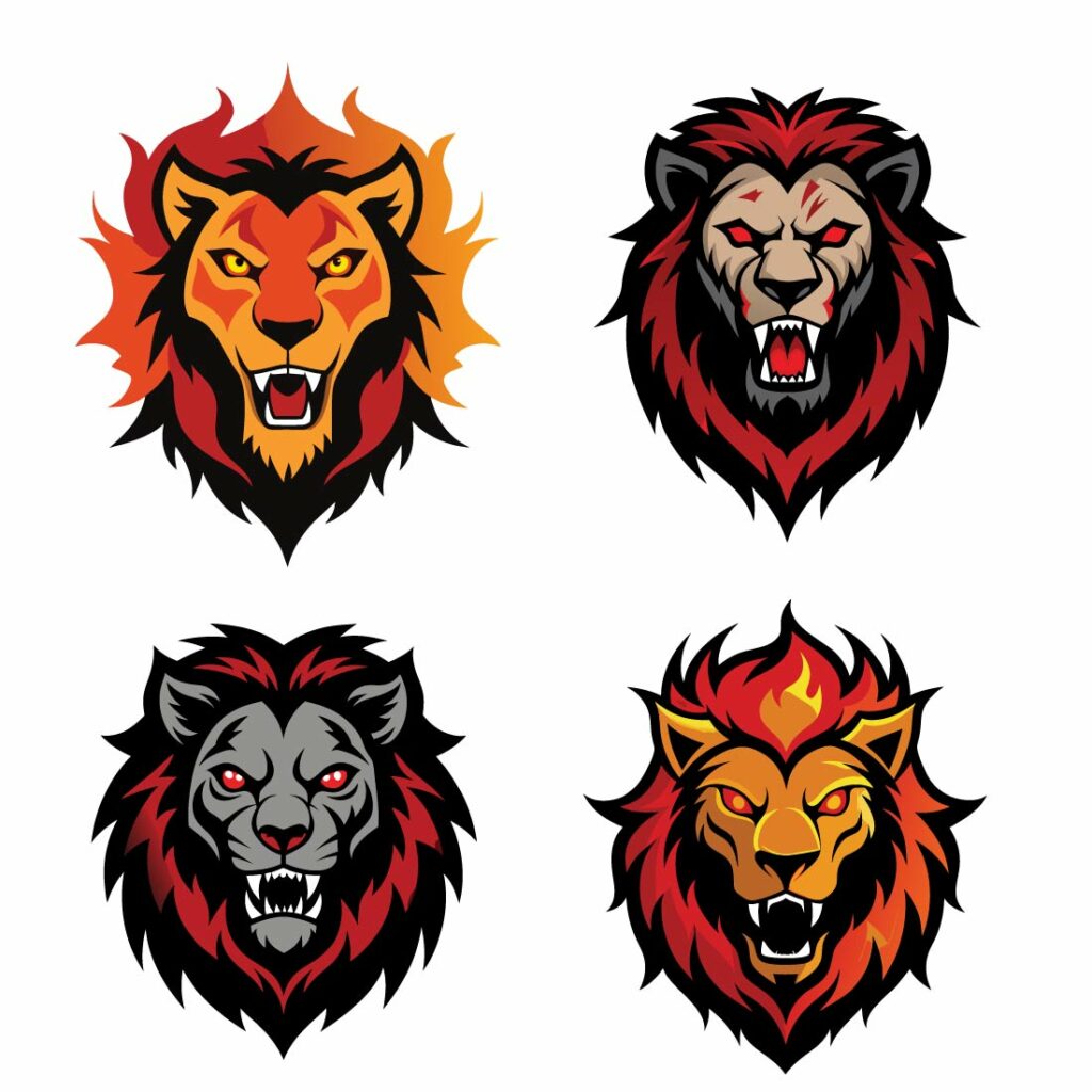 9 Print Ready "Fierce Lion with Flaming Mane - Vector Art" Design ...