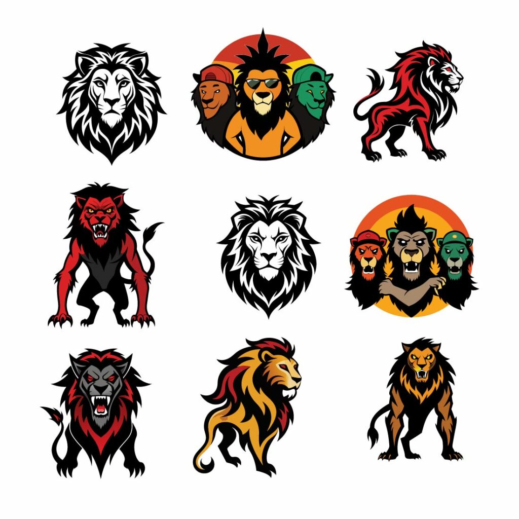 9 Print Ready “Fierce Lion with Flaming Mane – Vector Art” Design ...