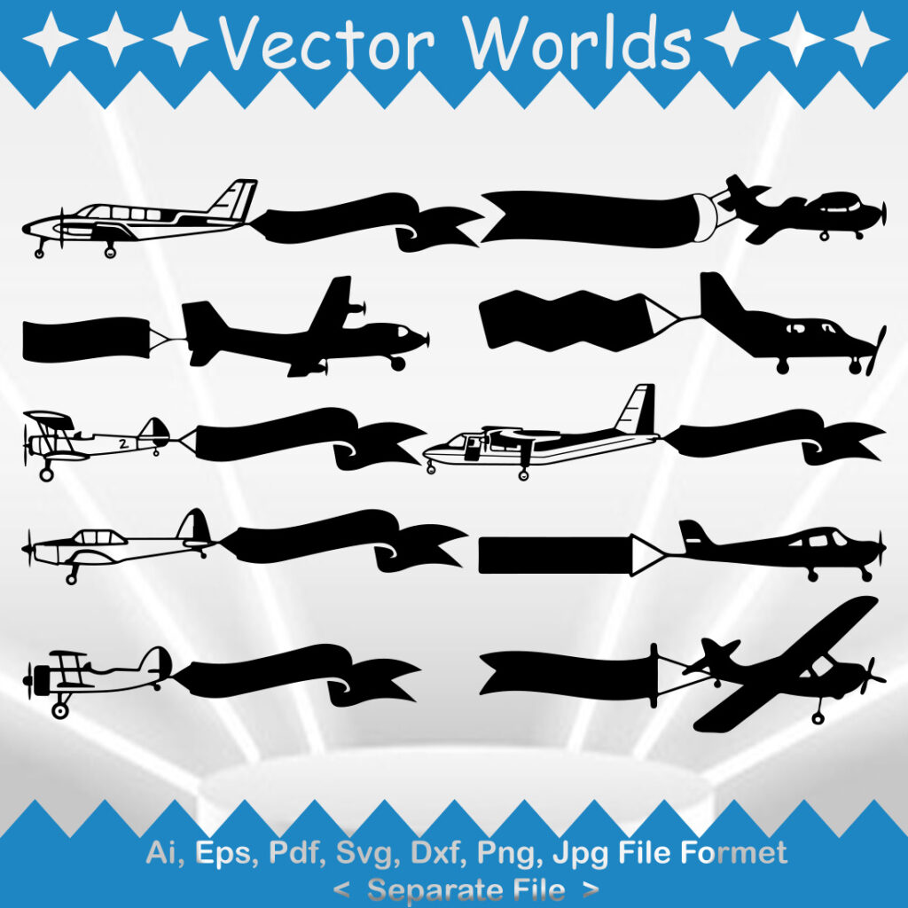 Plane With The Banner SVG Vector Design - MasterBundles