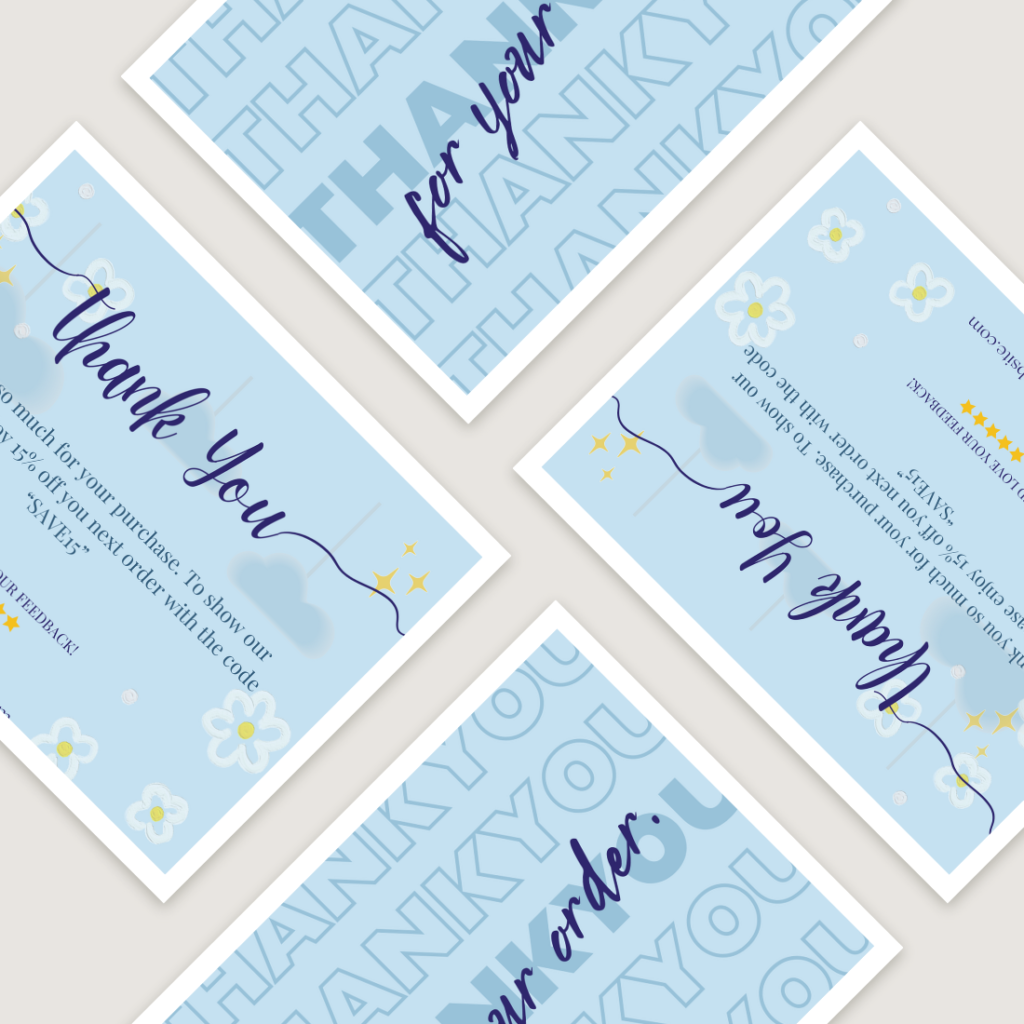 Thank you card Blue Bliss, Business Branding Card, Digital Canva ...