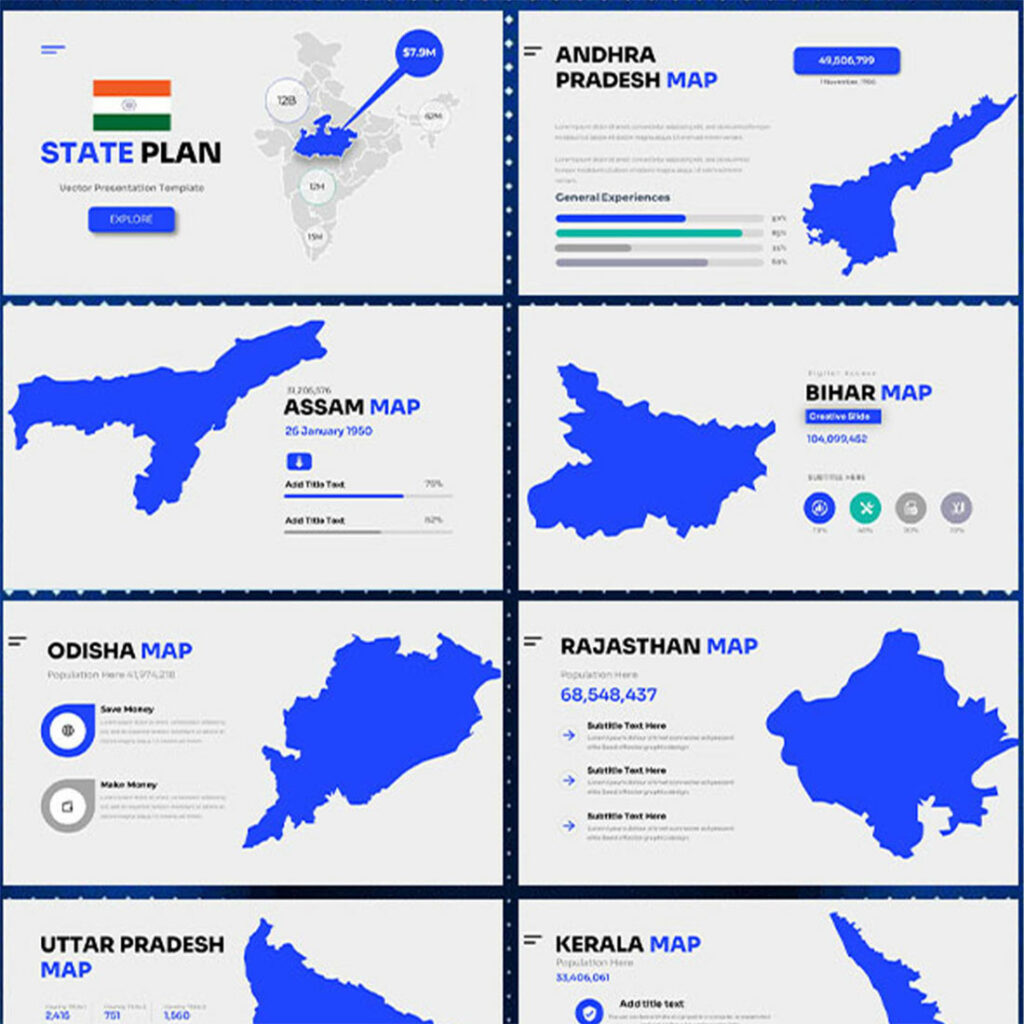 India Republic All State Map PowerPoint Template - MasterBundles