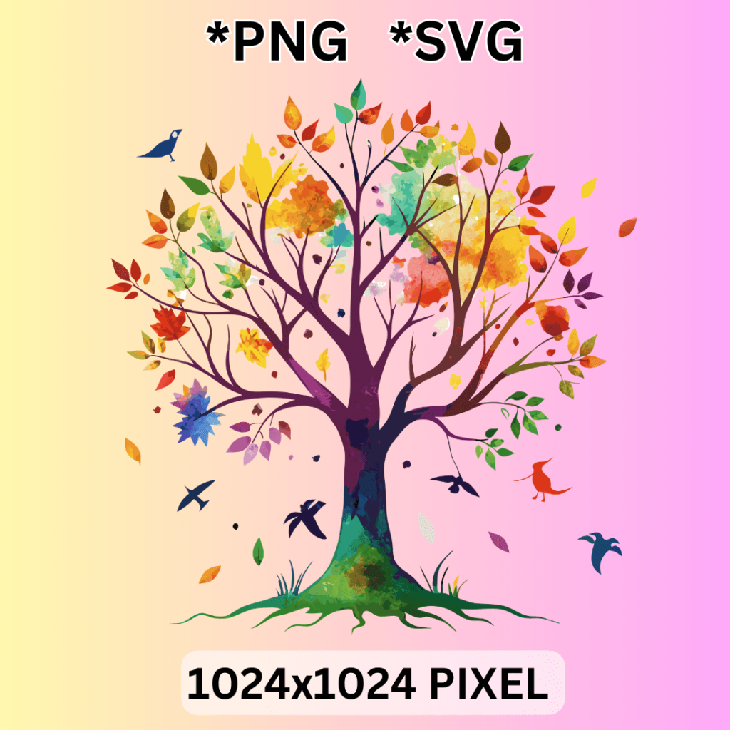 Colorful Fall Tree Illustration clipart - MasterBundles