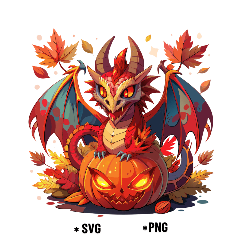 Autumn Dragon Pumpkin Throne - MasterBundles