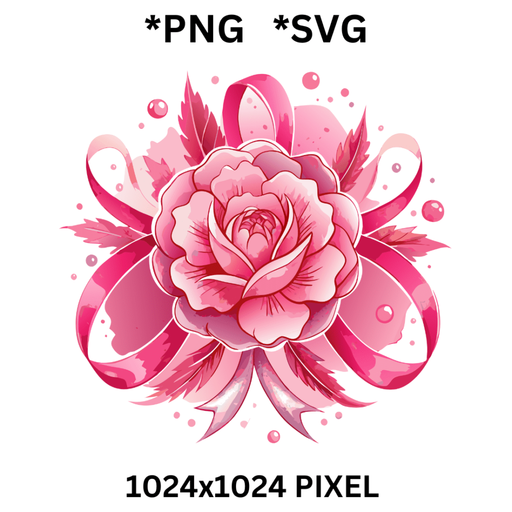 Watercolor Pink Ribbon Flower clipart - MasterBundles