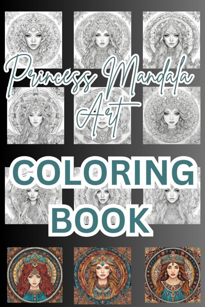 Princess Mandala Art coloring pages bundle