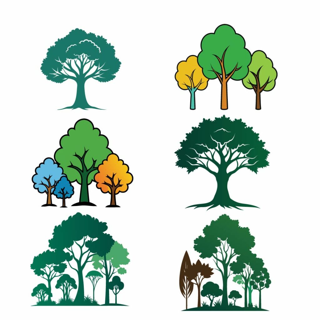 Green Tree logo design vector. Palm Tree logo design Bundle - MasterBundles