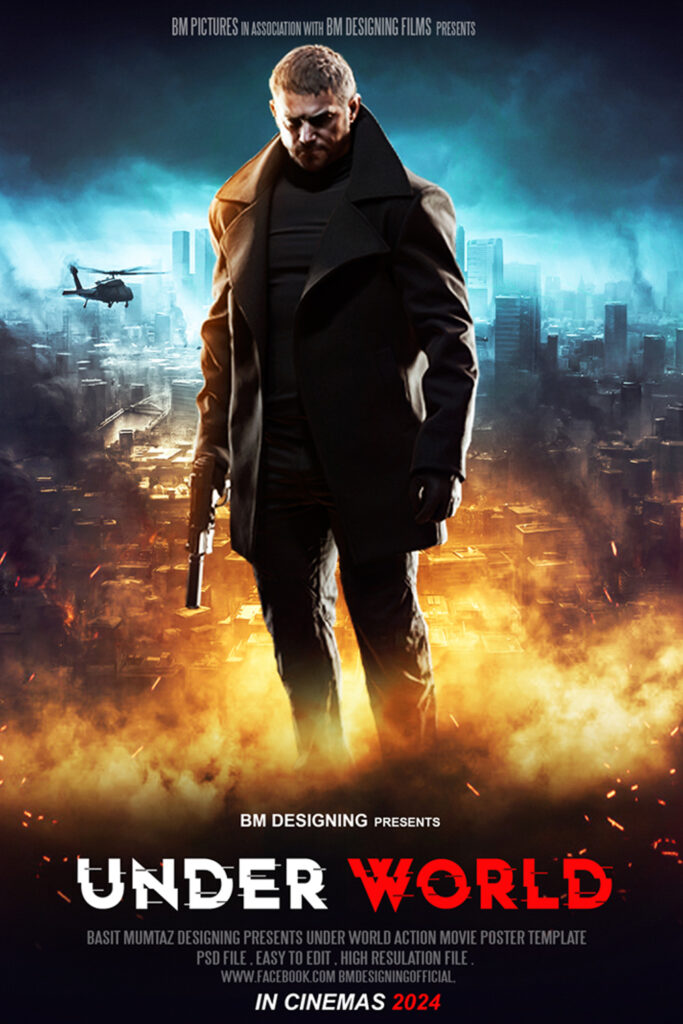 UNDERWORLD movie poster template PSD file - MasterBundles