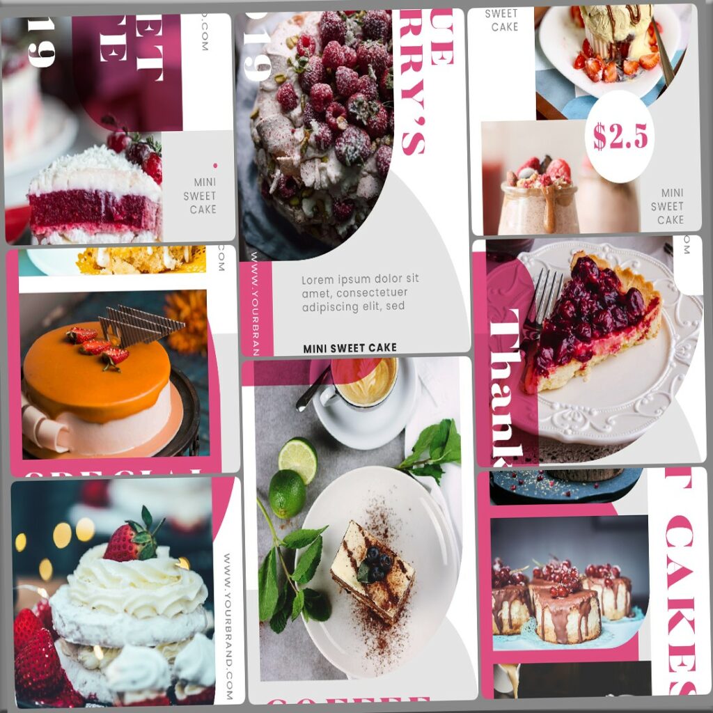 Instagram Stories with Sweet Desserts ( AI and PSD ) - MasterBundles