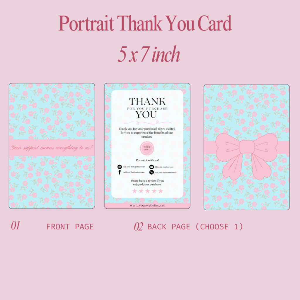 Thank You Card For Business Branding, Editable and Printable Thank You ...