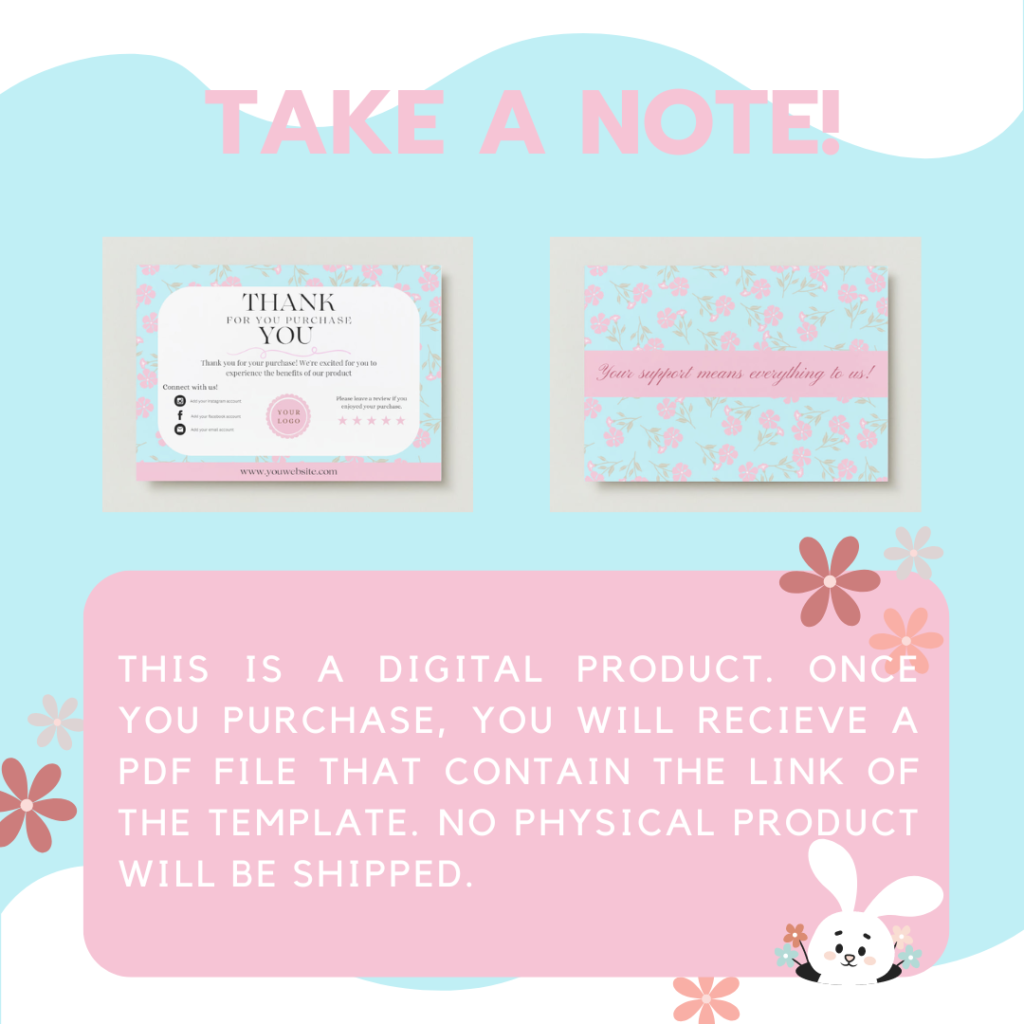 Thank You Card For Business Branding, Editable and Printable Thank You ...