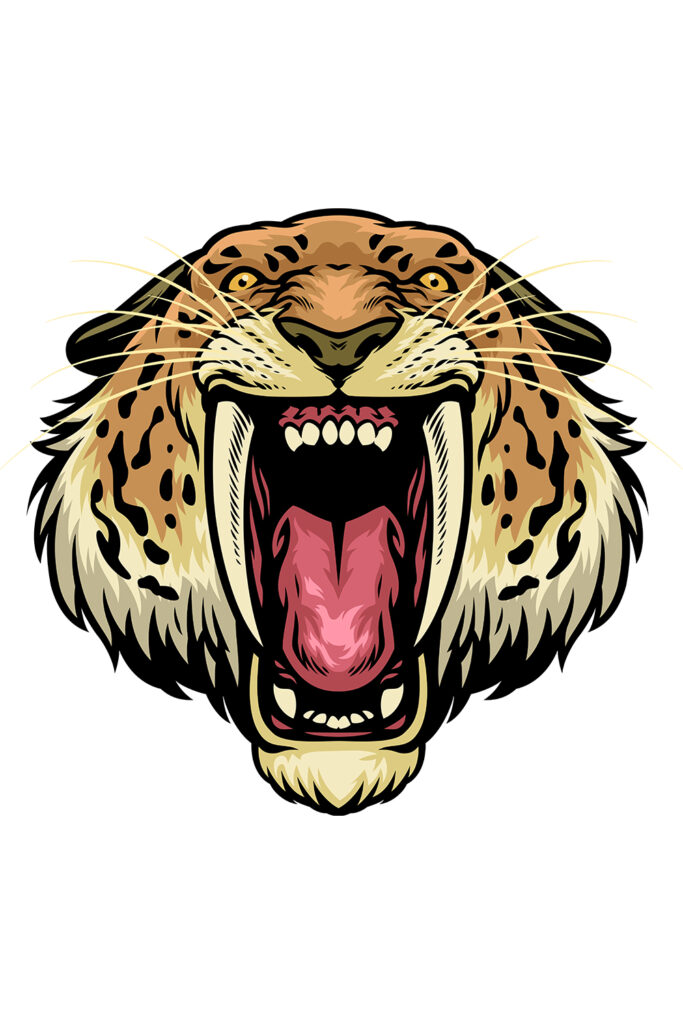 Angry Sabertooth Head Mascot Illustration - MasterBundles
