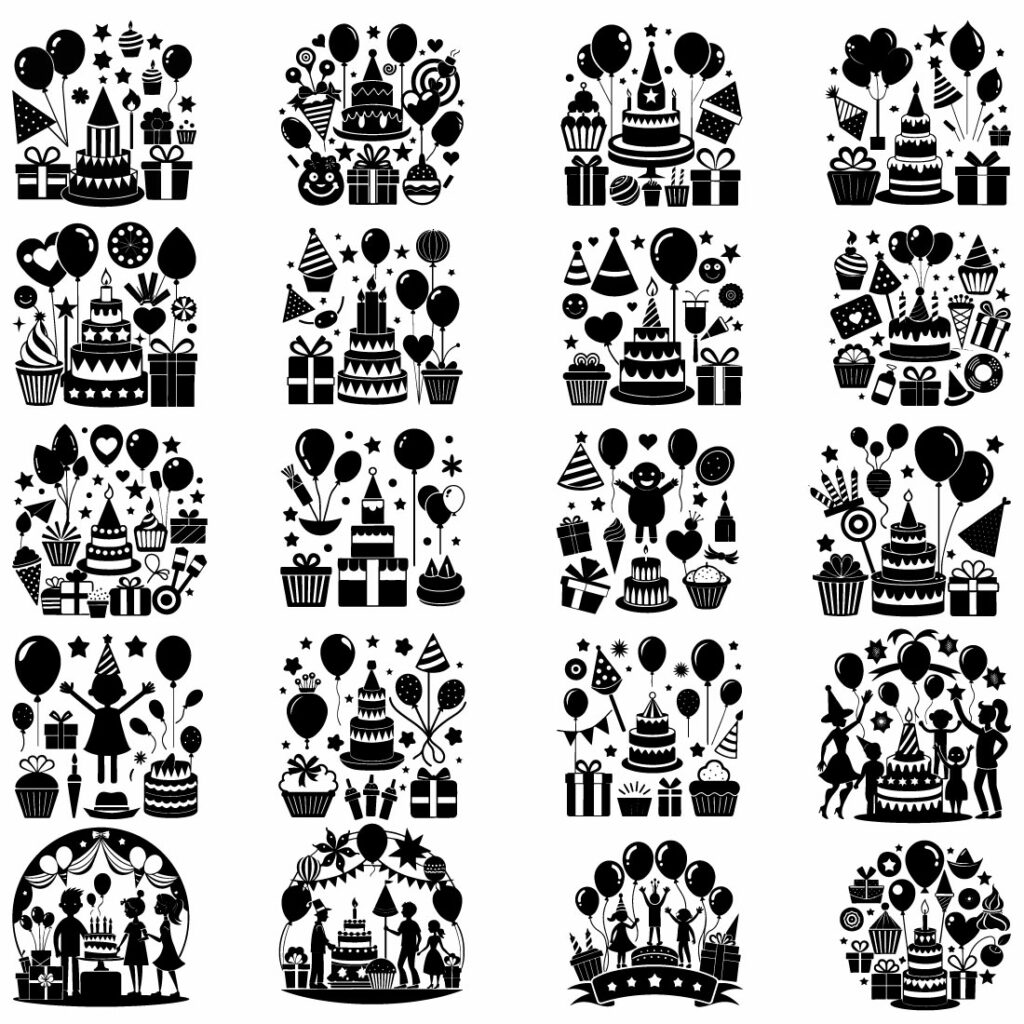 Happy Birthday vector silhouette - MasterBundles