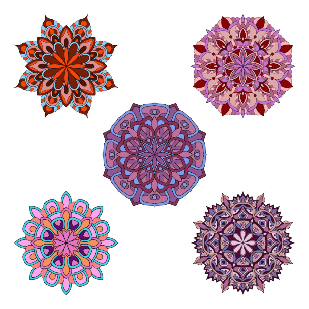 Bundle of 10 Meditative Color Mandalas Coloring Book Page - MasterBundles