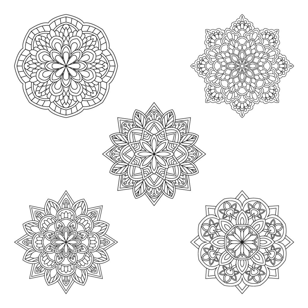 Bundle of 10 mindfulness Mandalas Coloring Book Page - MasterBundles