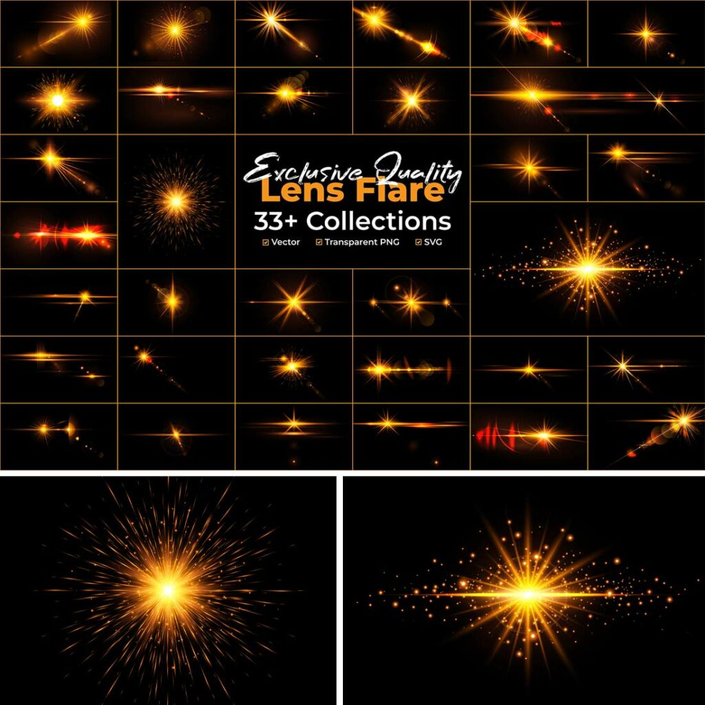 33 Golden Transparent Png Light Lens - MasterBundles
