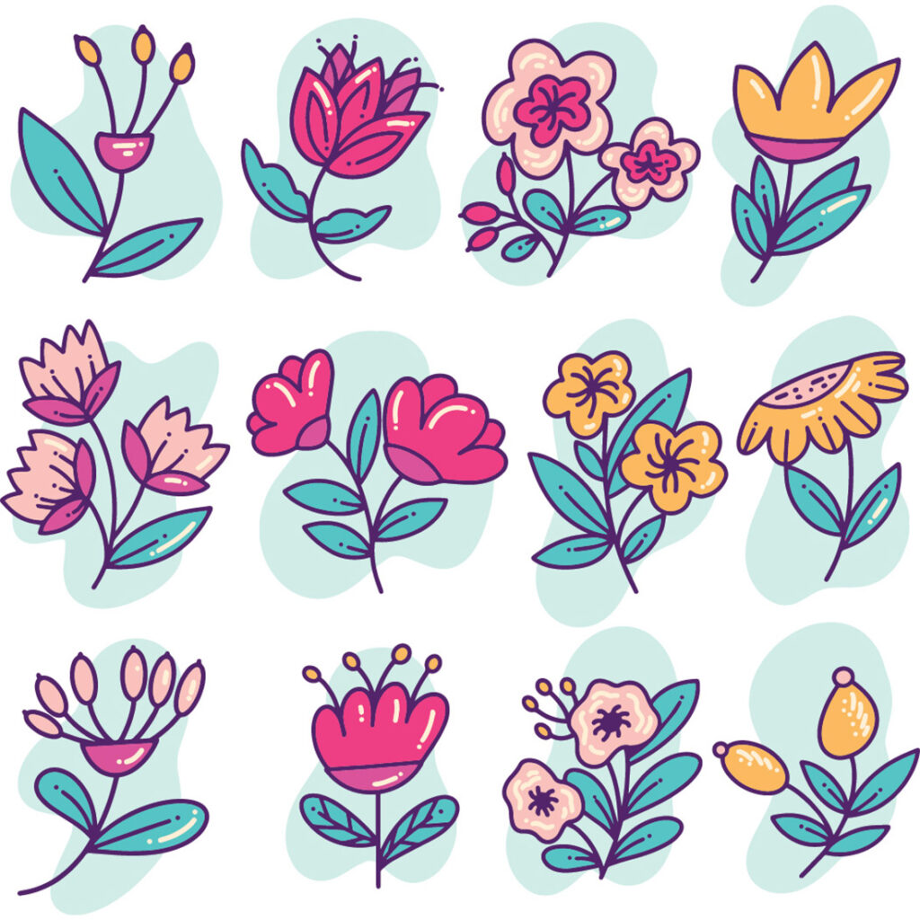 Flowers Doodle Illustration Pack - MasterBundles