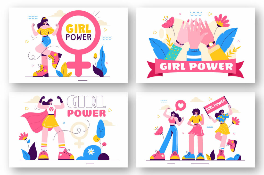 9 Girl Power Vector Illustration - MasterBundles