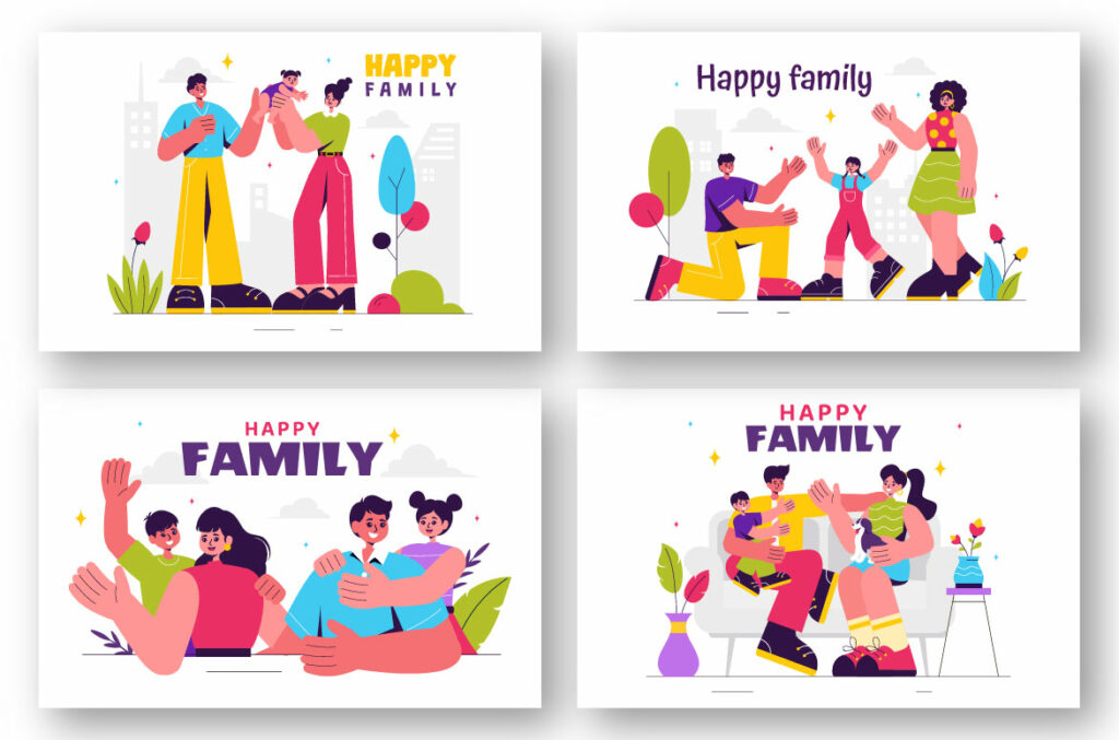 9 Happy Family Illustration - MasterBundles