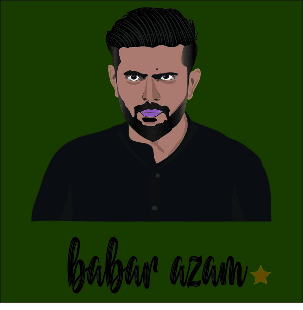 babar azam face illutraton only for 10$ - MasterBundles