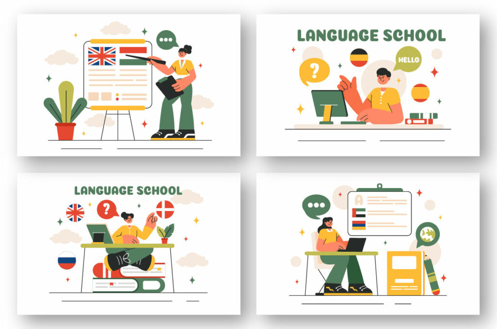 20 Language School Illustration - MasterBundles