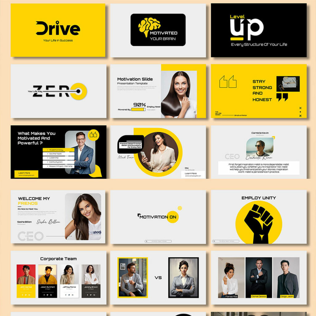 Motivational Quotes For Company Presentation Template - MasterBundles