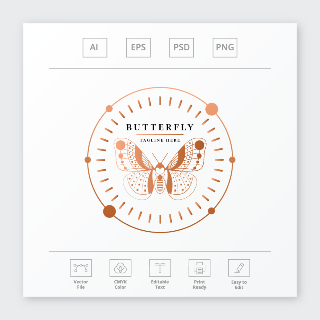 Line Butterfly Pro Logo - MasterBundles