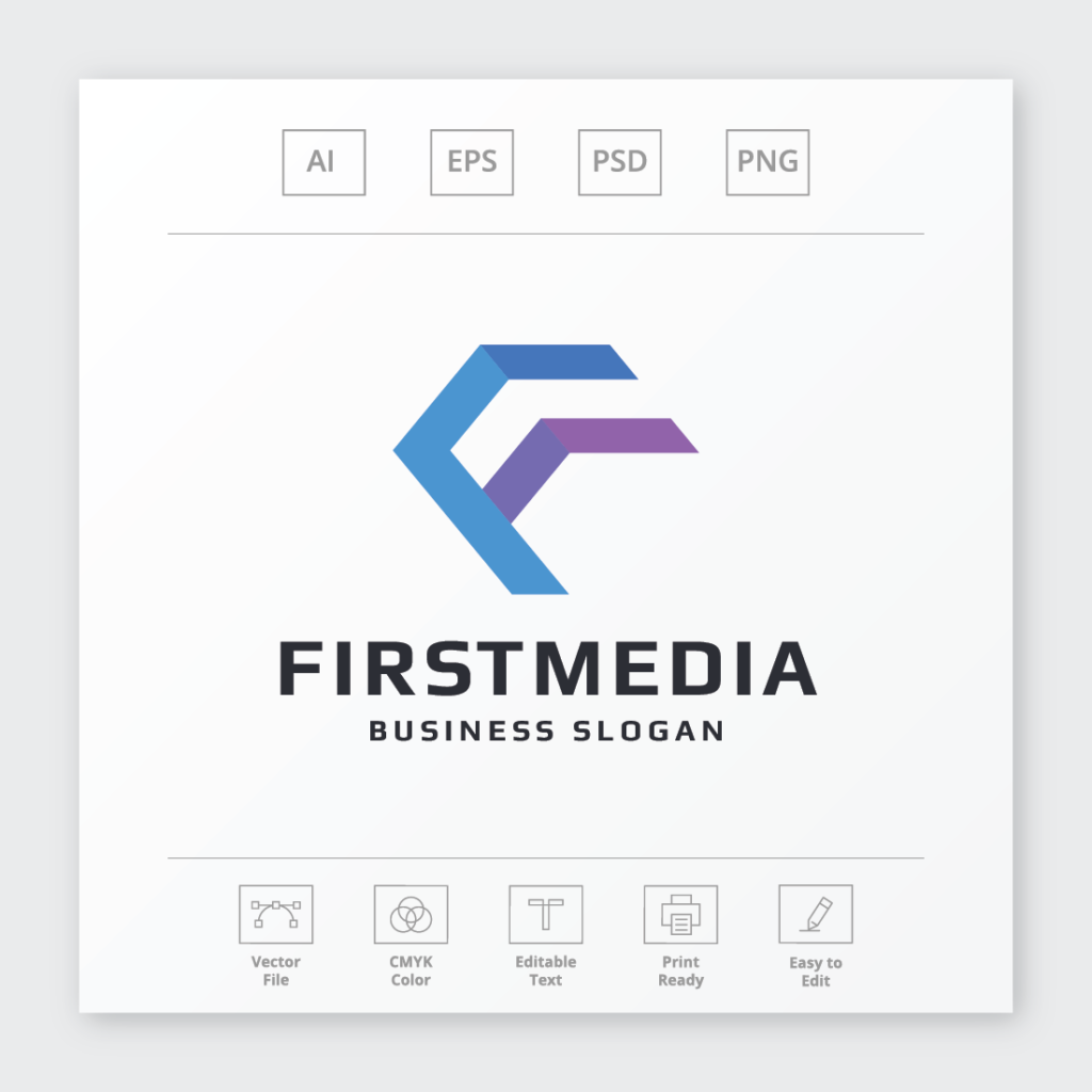 First Media Letter F Logo - MasterBundles
