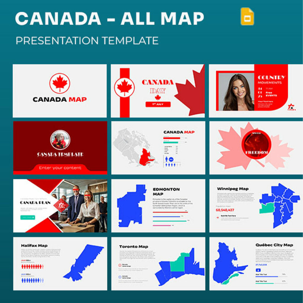 Canada City Map Clear Presentation Template - MasterBundles
