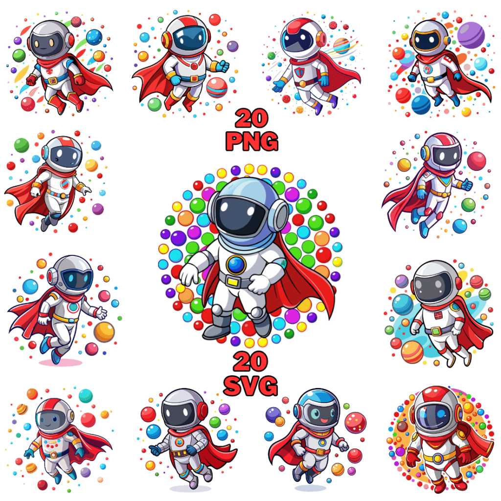 Colorful Dots and Astronaut Clipart Bundle - MasterBundles