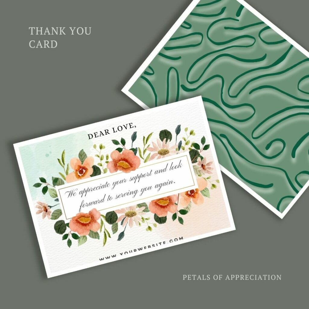 Thank you card Petals Of Appreciation, Business Branding Card, Digital ...